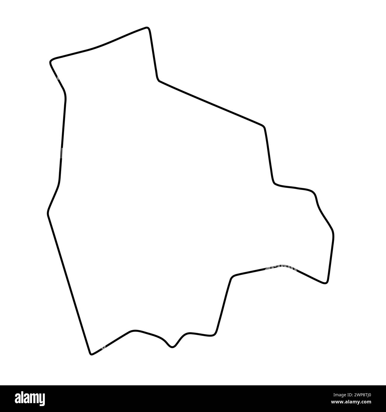 Bolivia Country Simplified Map Thin Black Outline Contour Simple