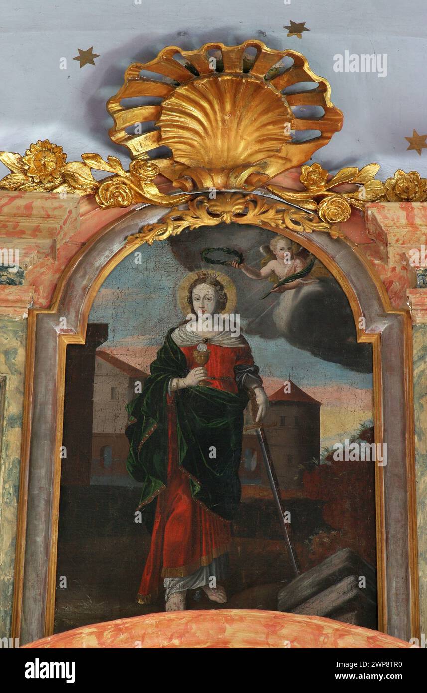 Saint Barbara, altar painting on the main altar of the parish church of ...