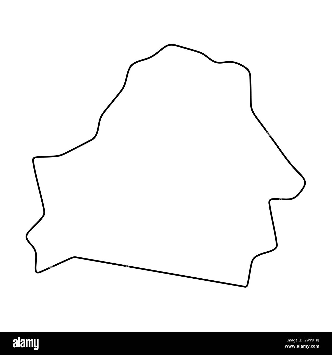 Belarus Country Simplified Map Thin Black Outline Contour Simple
