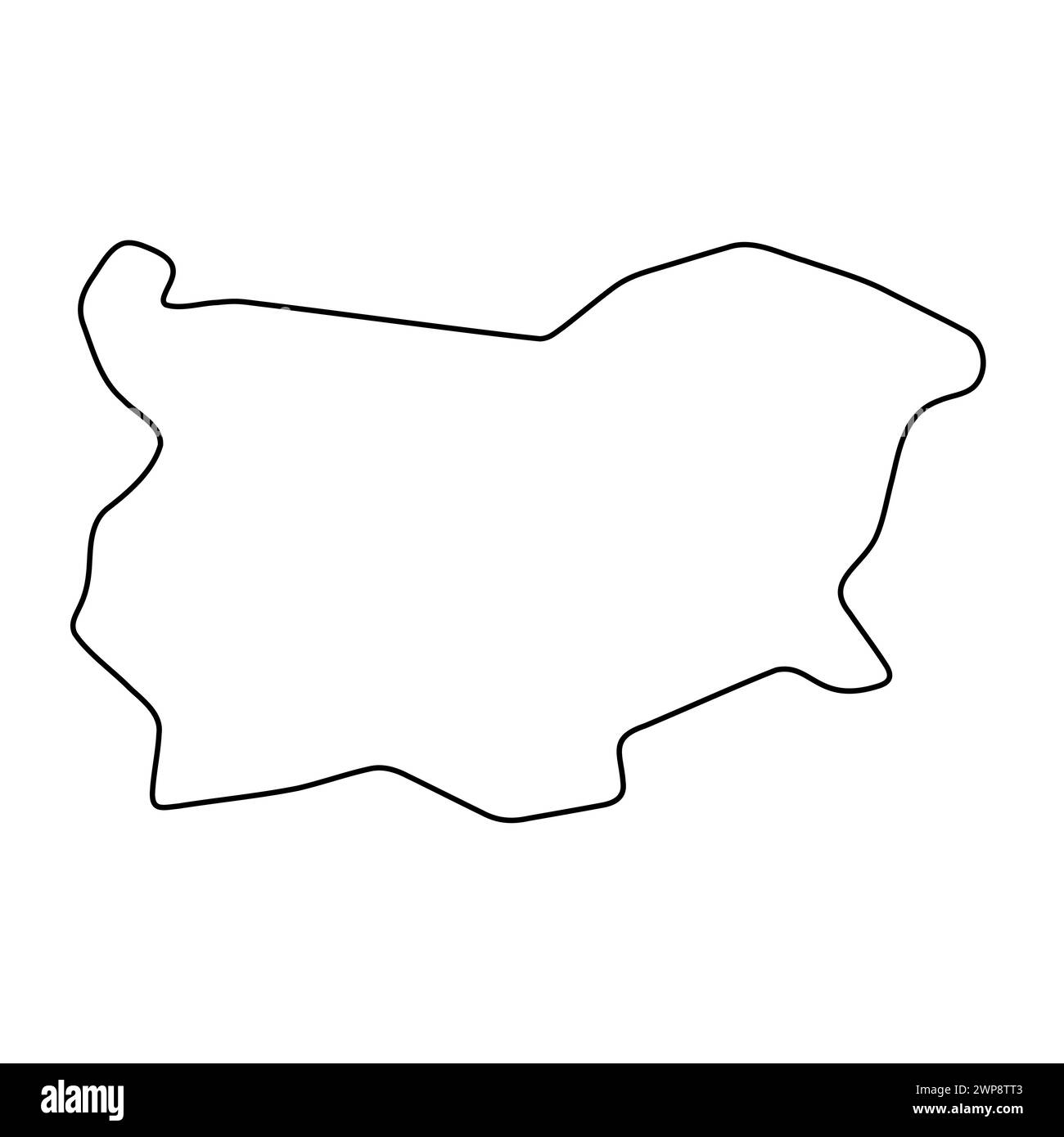 Bulgaria country simplified map. Thin black outline contour. Simple ...