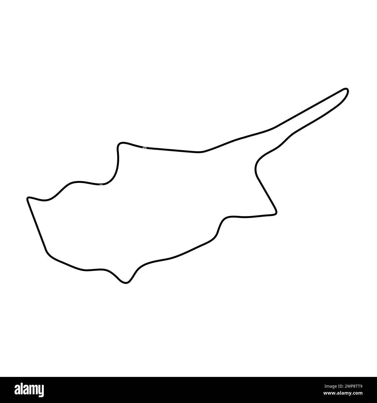 Cyprus country simplified map. Thin black outline contour. Simple ...