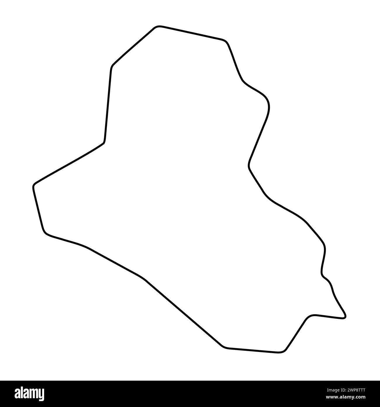 Iraq Country Simplified Map Thin Black Outline Contour Simple Vector