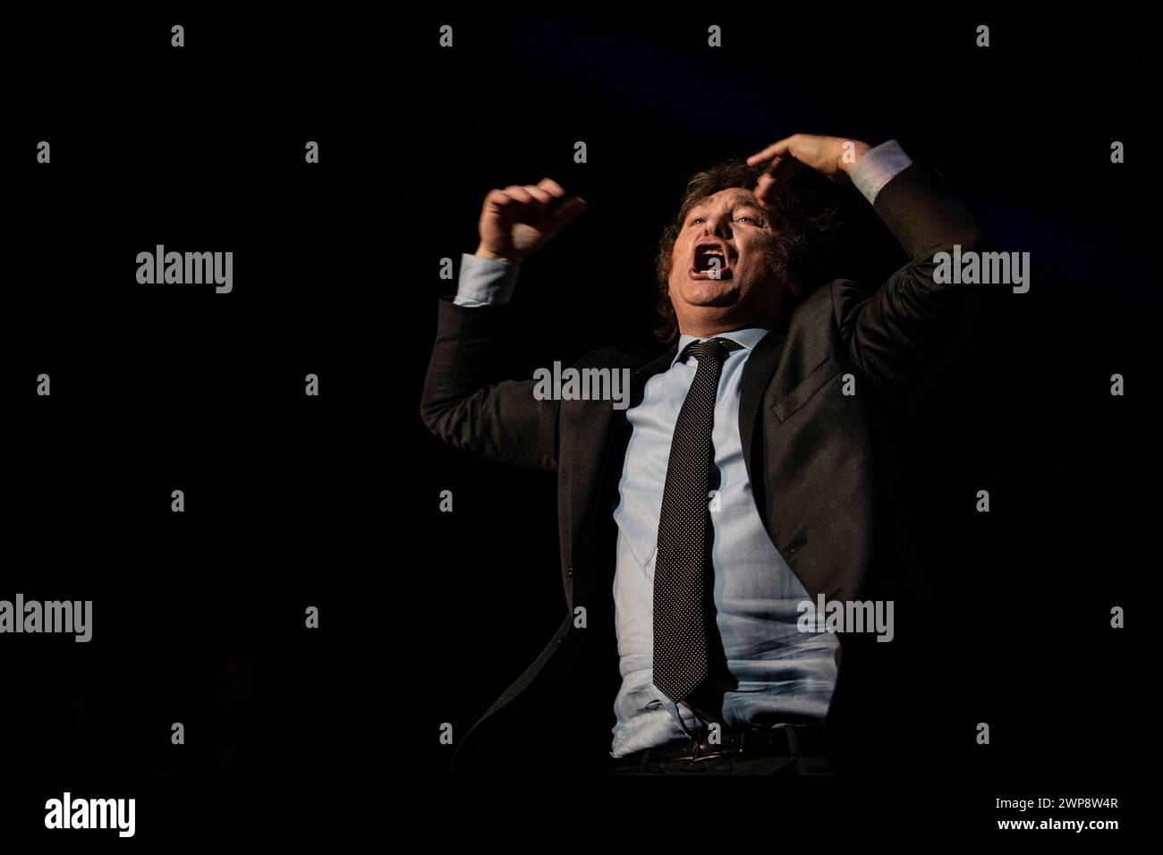 Javier Milei shouts during his campaign closing ceremony for the ...