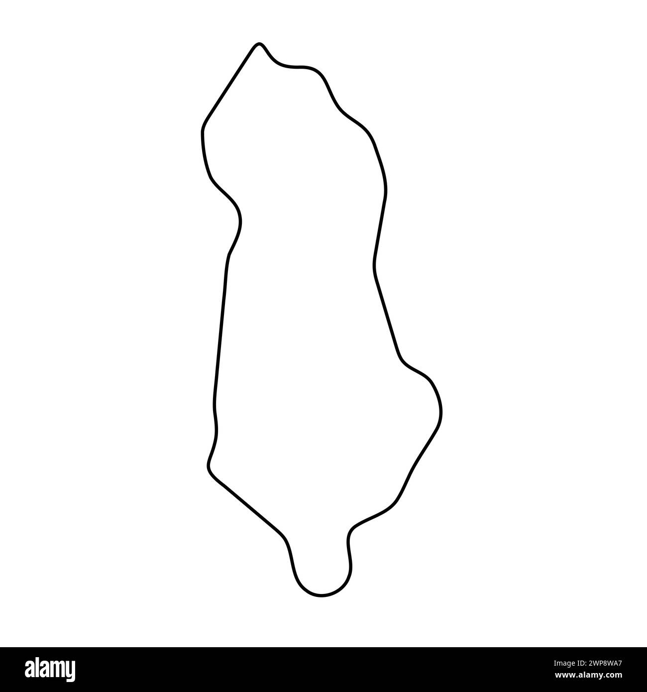 Albania country simplified map. Thin black outline contour. Simple vector icon Stock Vector ...