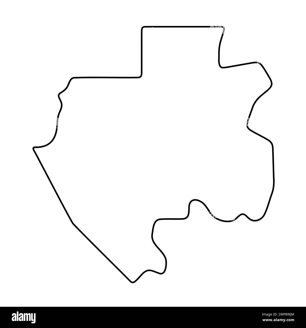 Gabon Country Simplified Map Thin Black Outline Contour Simple Vector