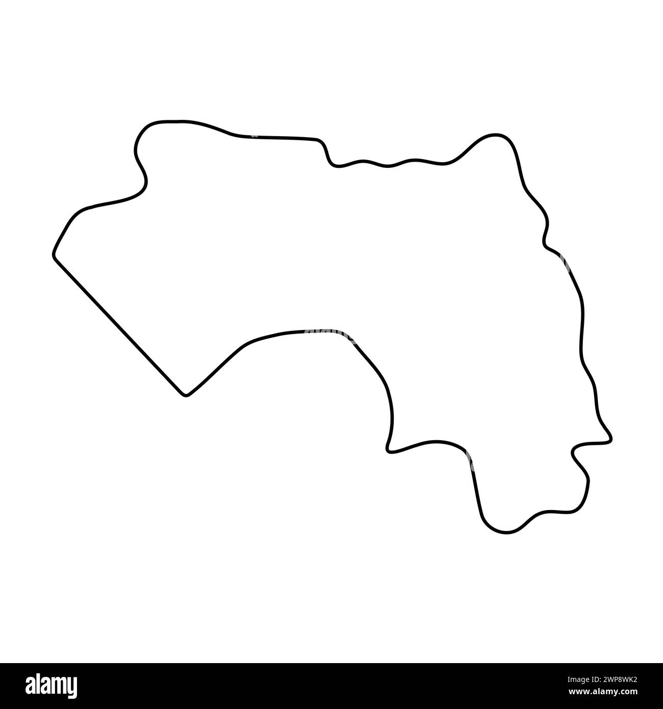 Guinea country simplified map. Thin black outline contour. Simple vector icon Stock Vector Image ...