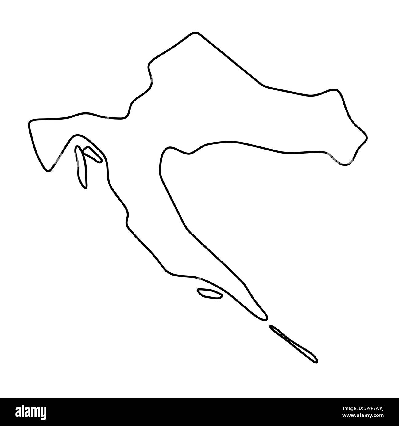 Croatia country simplified map. Thin black outline contour. Simple ... Croatia country simplified map. Thin black outline contour. Simple ...