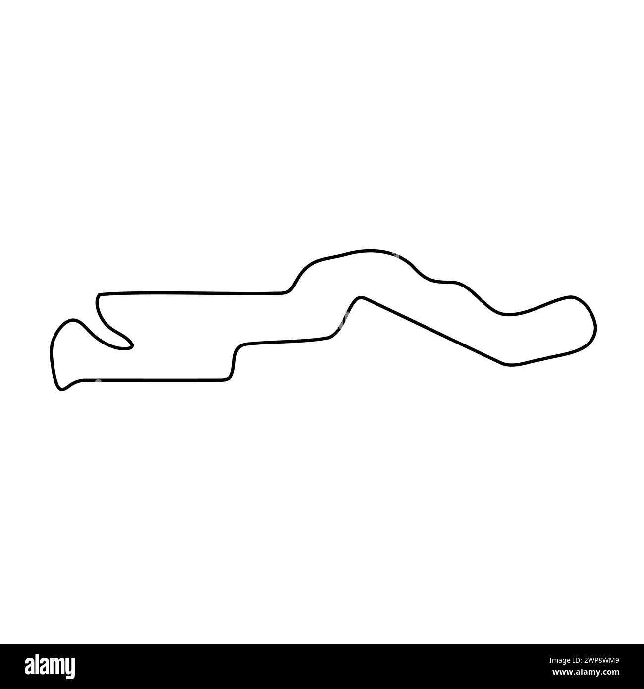 Gambia country simplified map. Thin black outline contour. Simple ...
