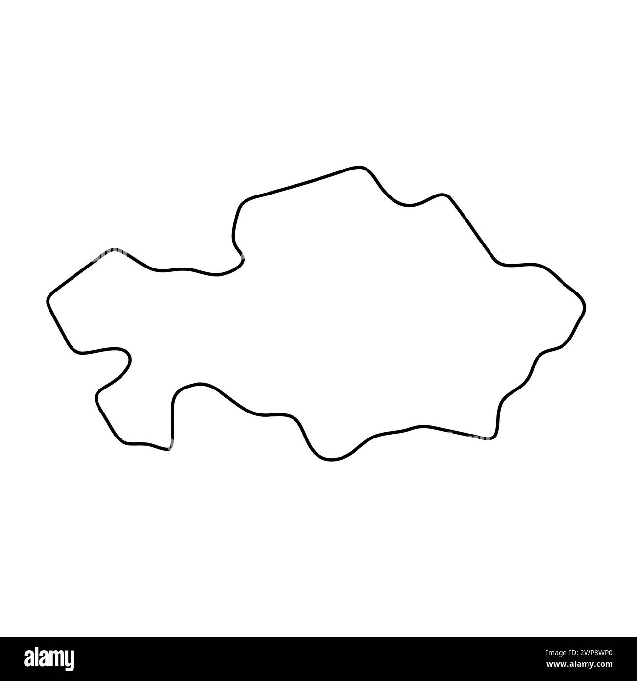 Kazakhstan country simplified map. Thin black outline contour. Simple ...