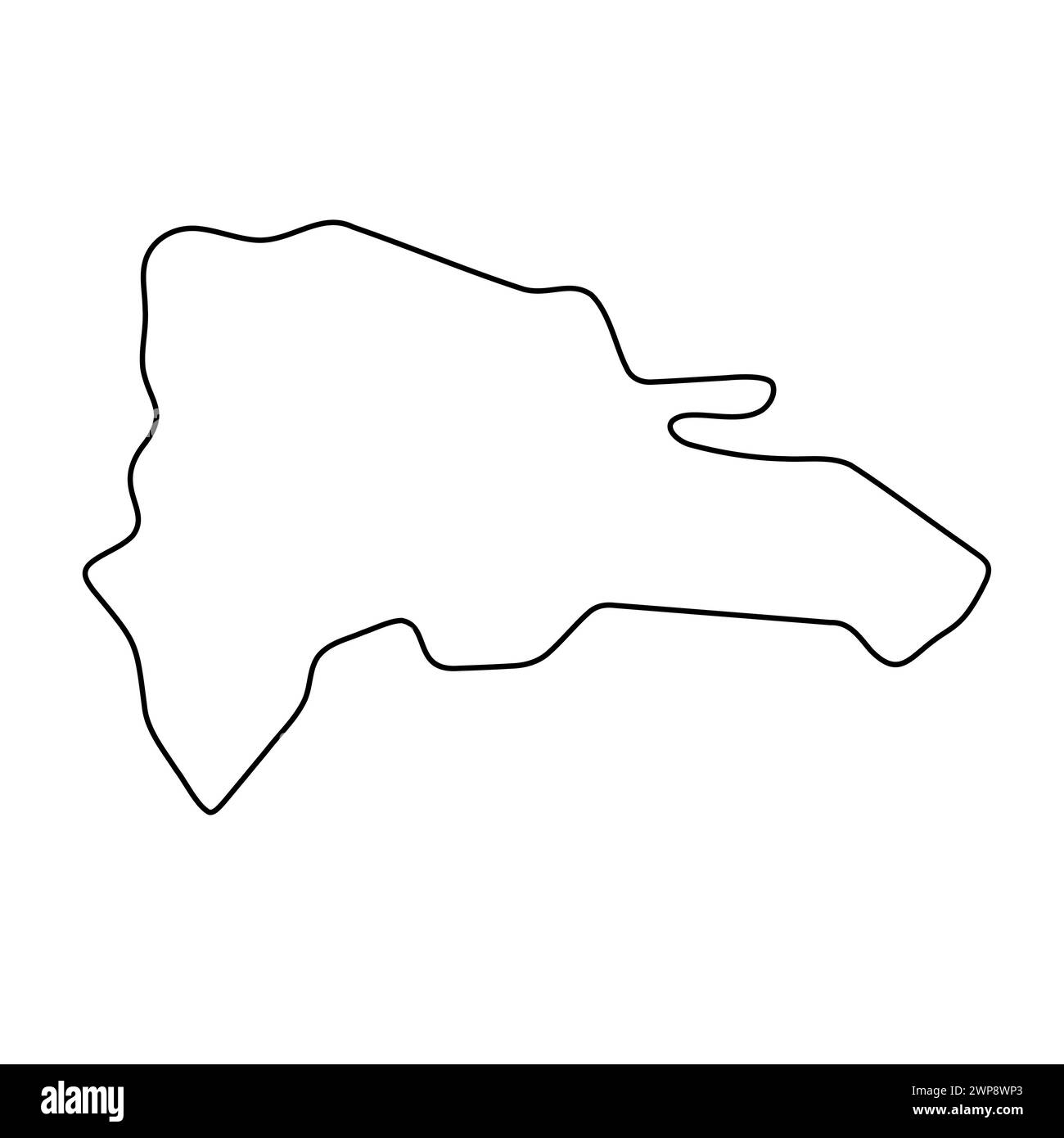 Dominican Republic country simplified map. Thin black outline contour ...