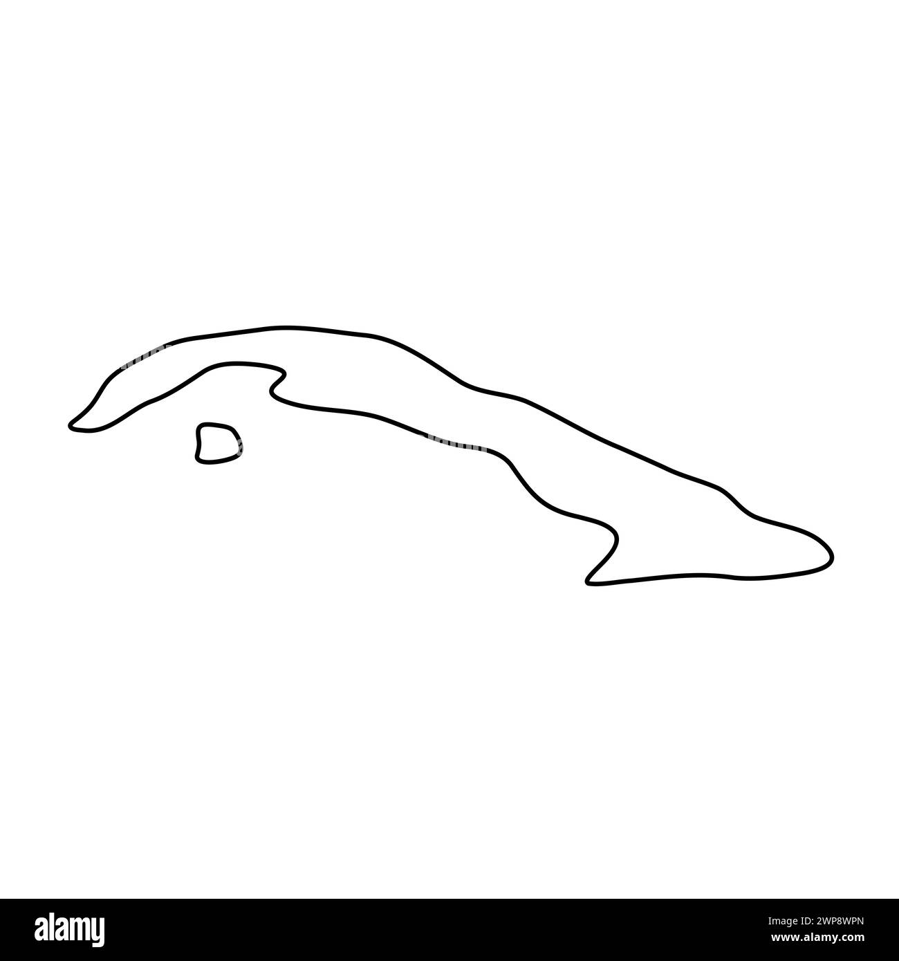 Cuba country simplified map. Thin black outline contour. Simple vector ...