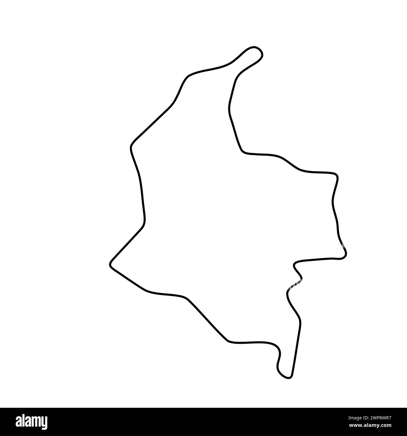 Colombia country simplified map. Thin black outline contour. Simple ...