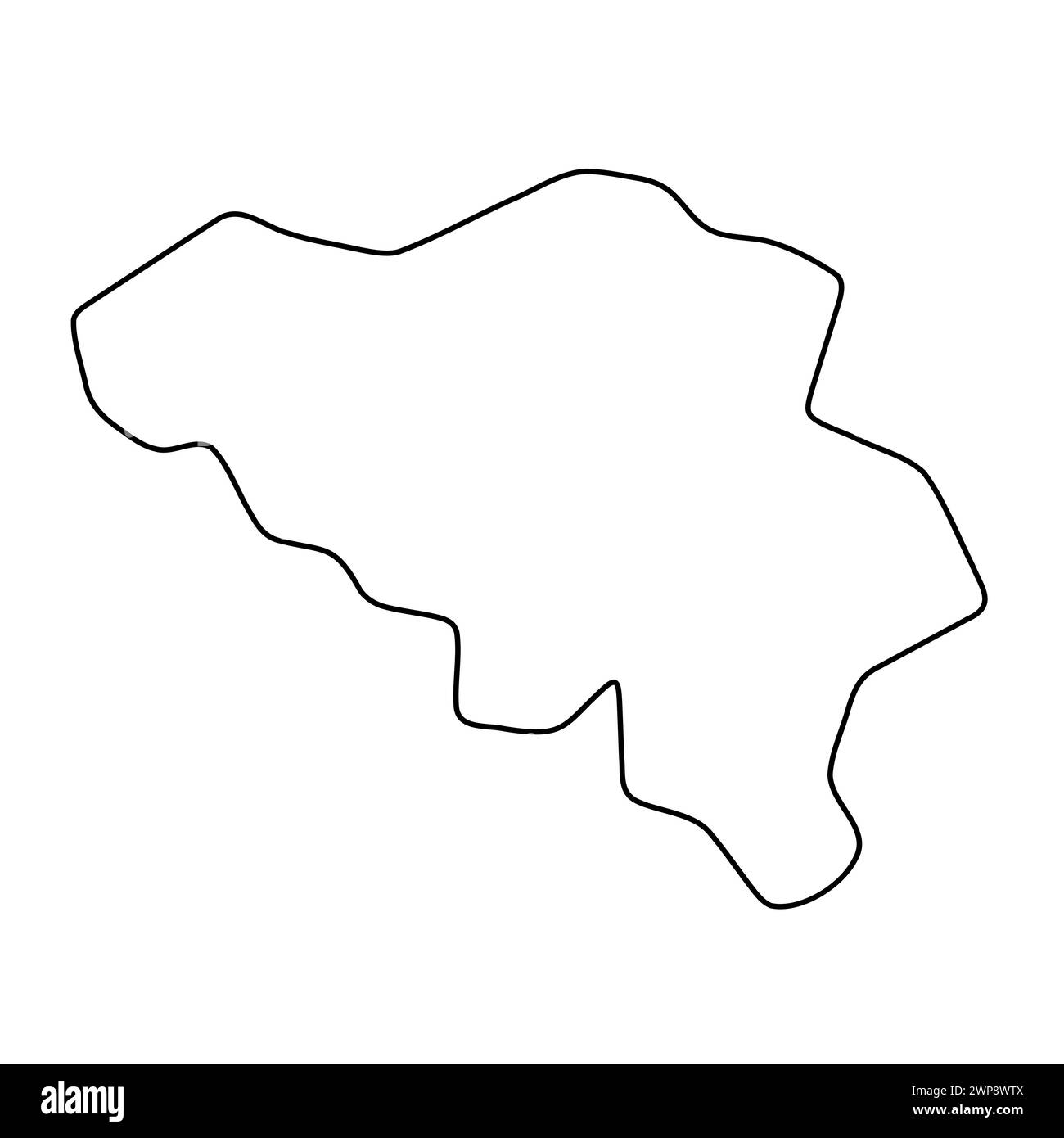 Belgium country simplified map. Thin black outline contour. Simple ...