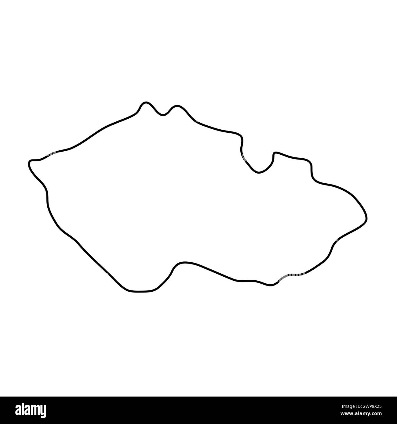 Czech Republic country simplified map. Thin black outline contour ...