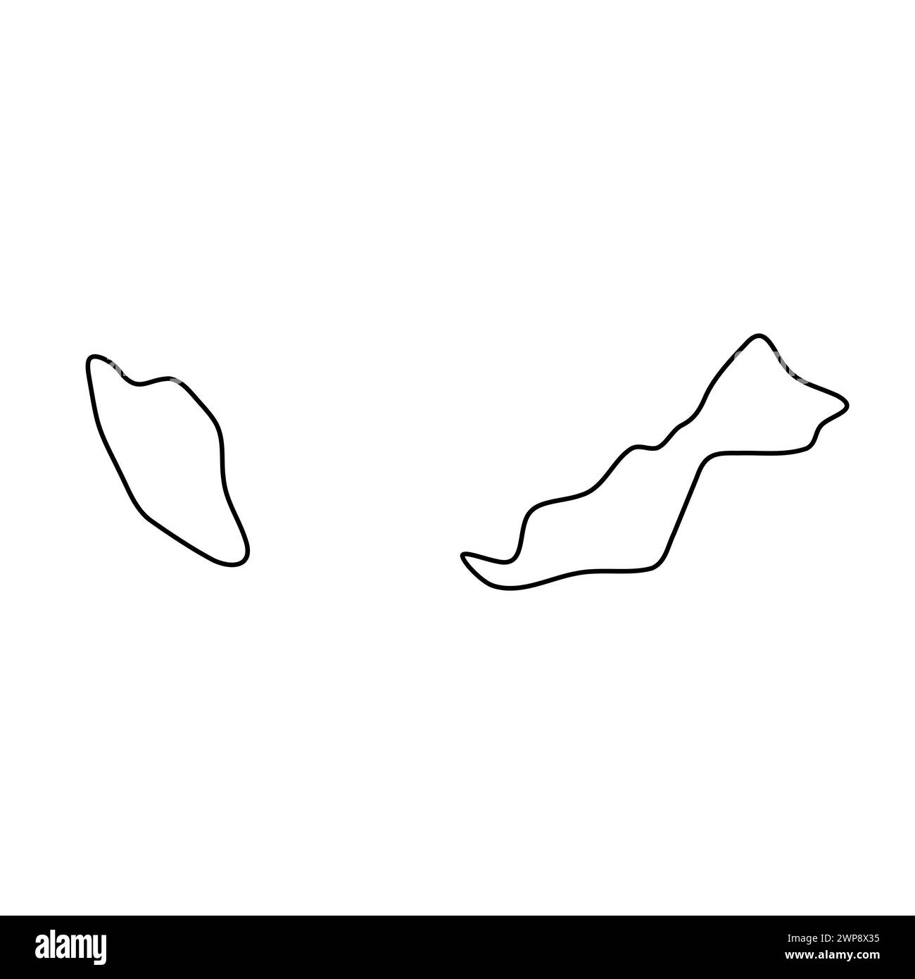Malaysia Country Simplified Map Thin Black Outline Contour Simple