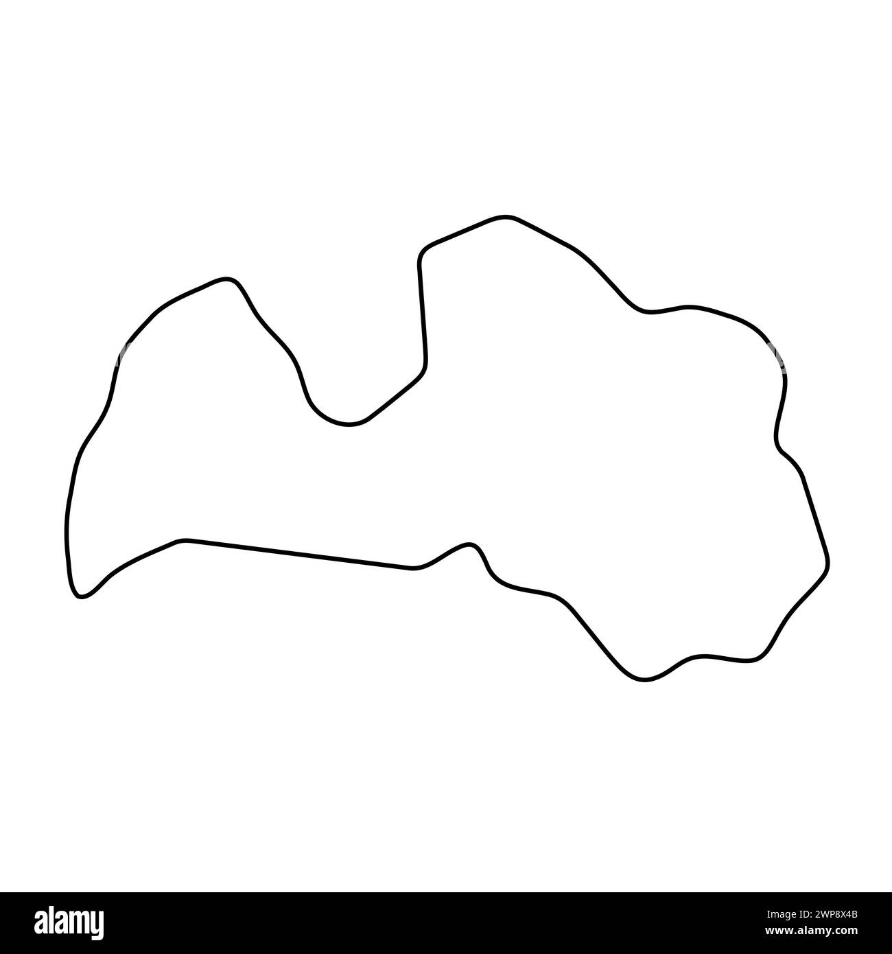 Latvia country simplified map. Thin black outline contour. Simple vector icon Stock Vector Image ...