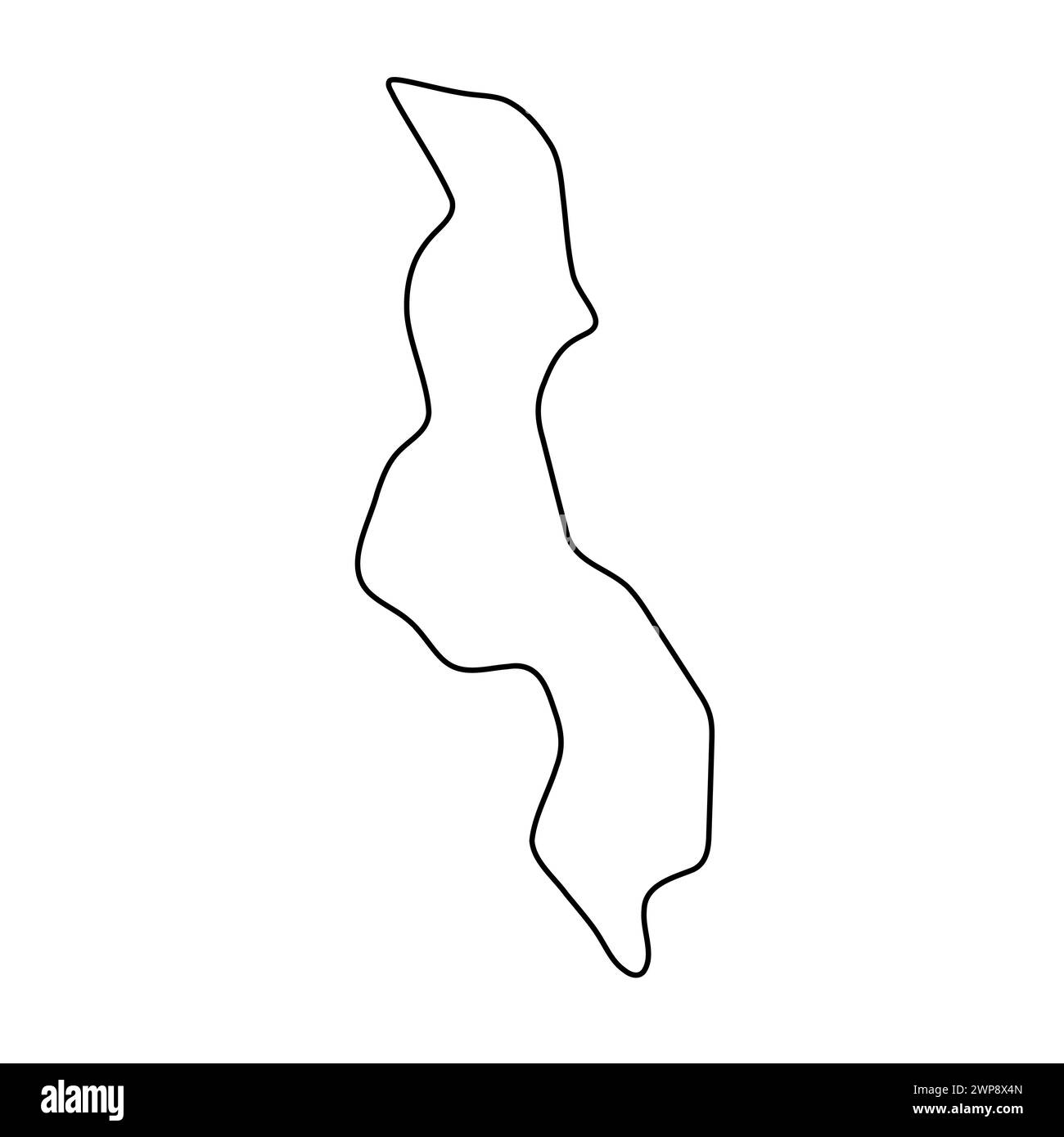 Malawi country simplified map. Thin black outline contour. Simple ...