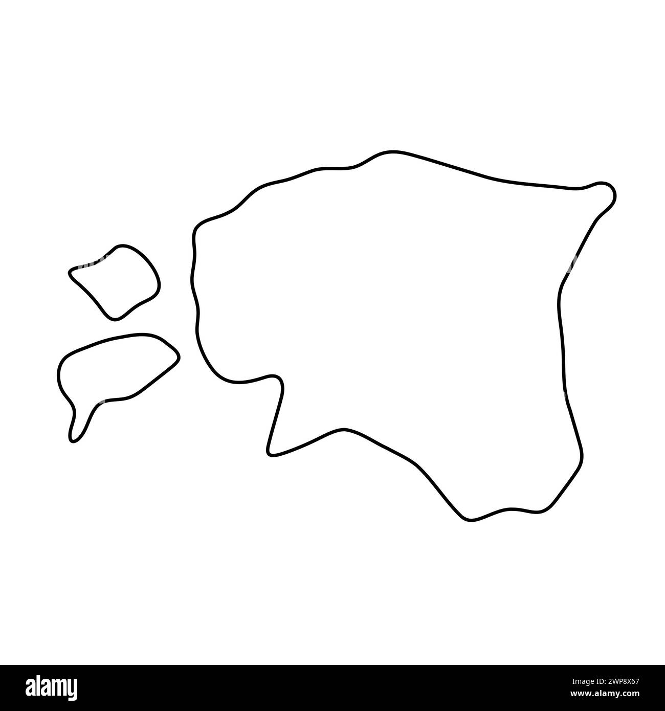 Estonia country simplified map. Thin black outline contour. Simple ...
