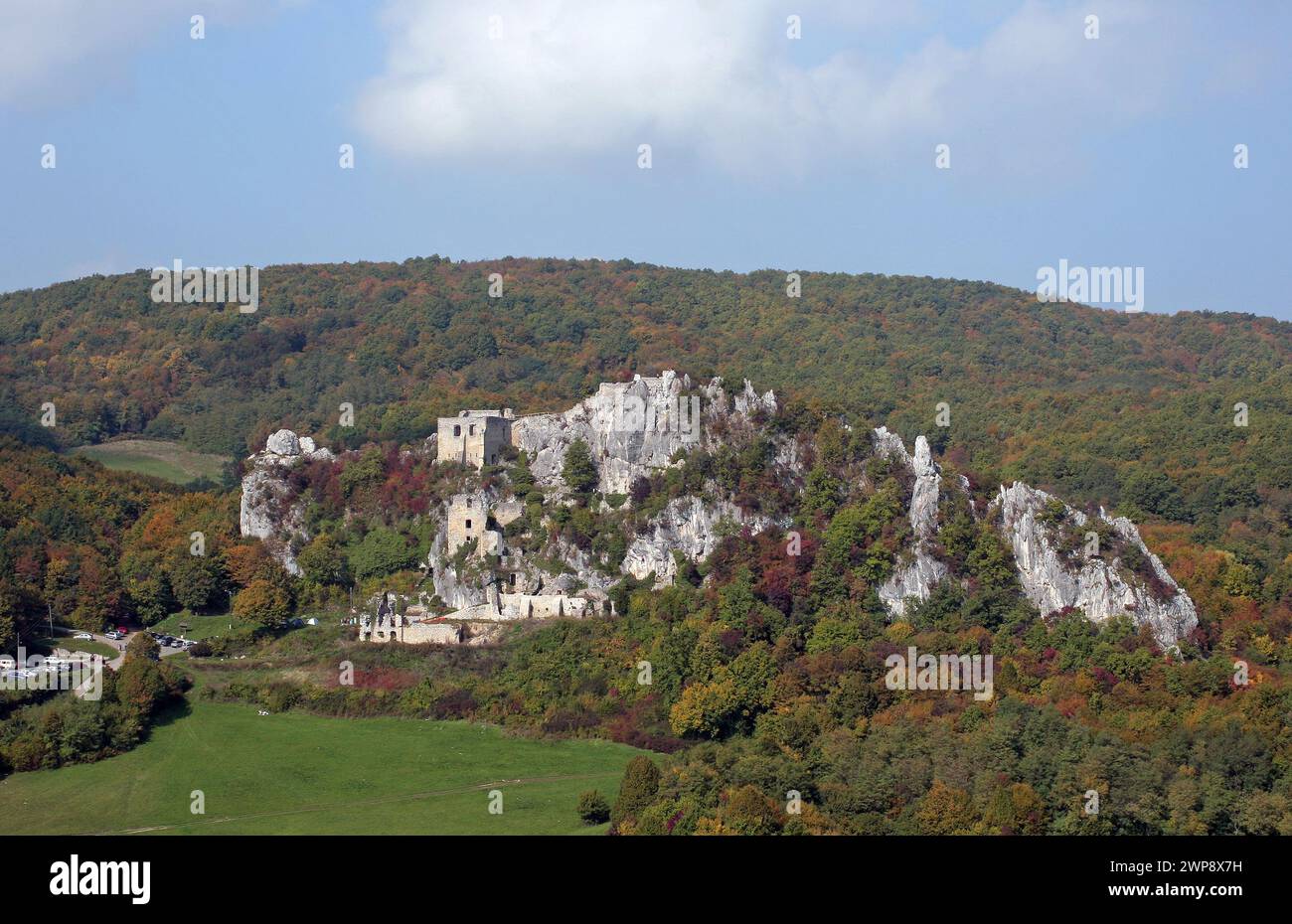 Aerial view of Kalnik old city on the hill of Kalnik near Krizevci ...