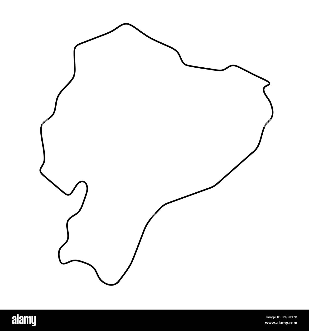 Ecuador country simplified map. Thin black outline contour. Simple ... Ecuador country simplified map. Thin black outline contour. Simple ...