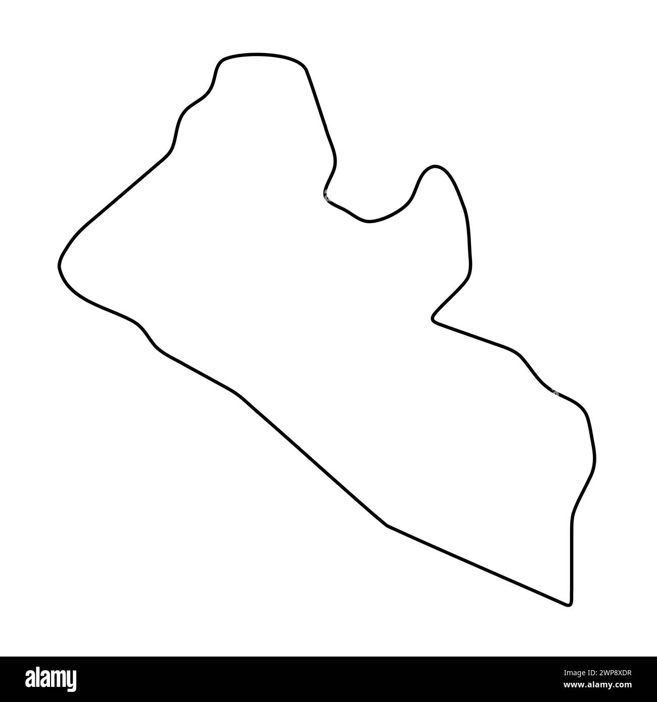 Liberia Country Simplified Map Thin Black Outline Contour Simple