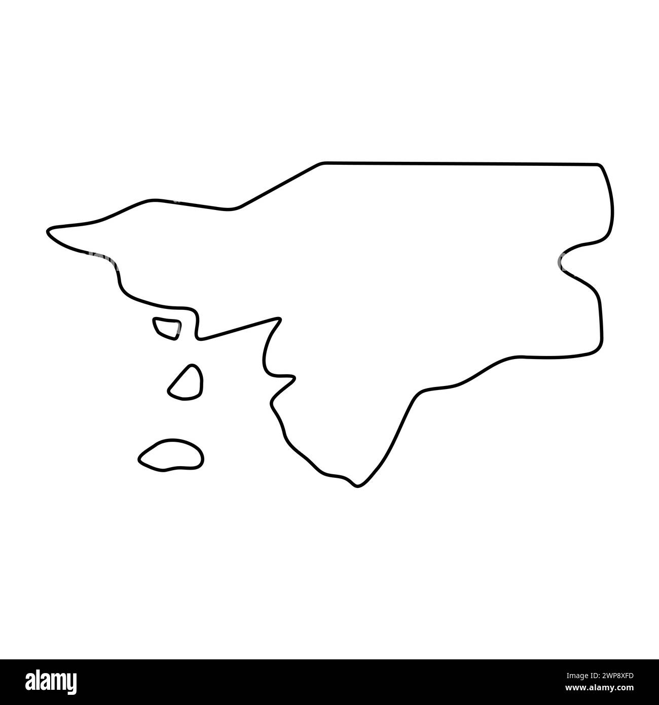 Guinea-Bissau country simplified map. Thin black outline contour. Simple vector icon Stock ...