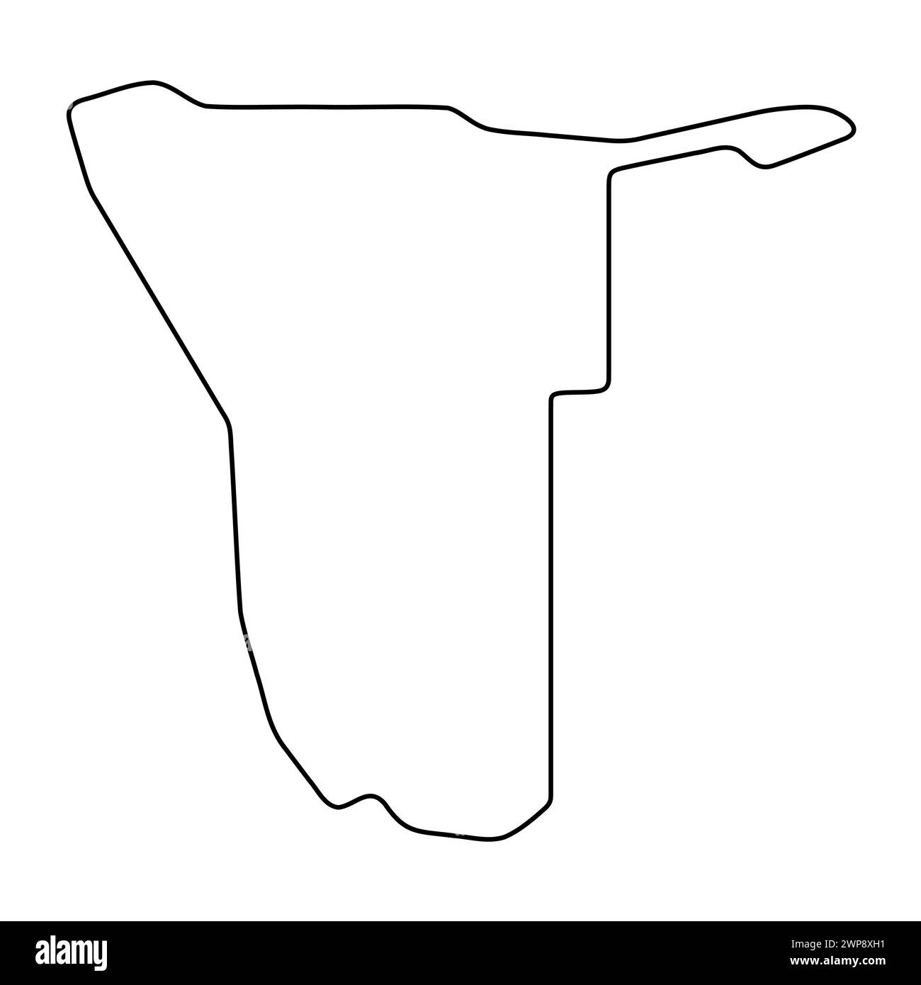 Namibia Country Simplified Map Thin Black Outline Contour Simple