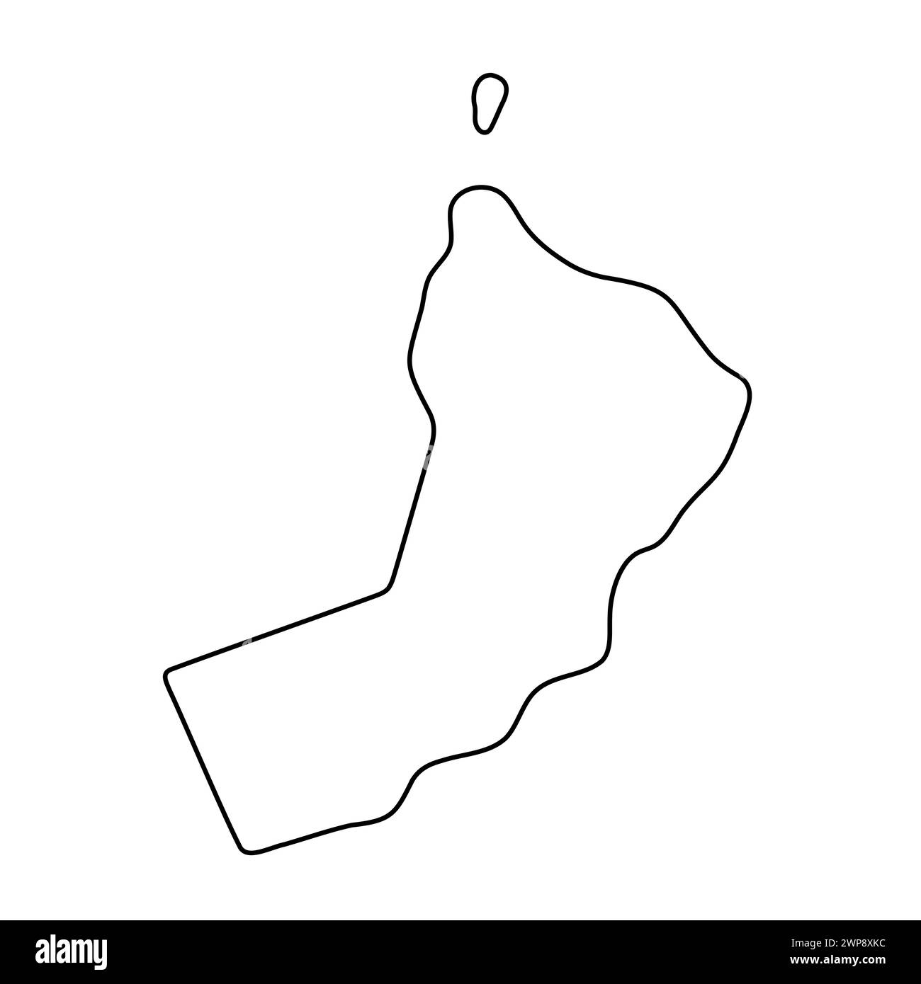 Oman Country Simplified Map Thin Black Outline Contour Simple Vector