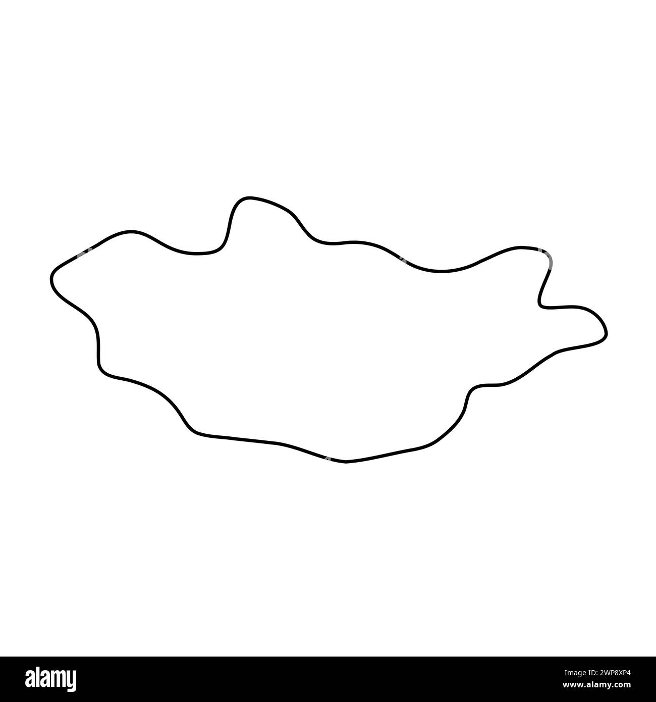 Mongolia country simplified map. Thin black outline contour. Simple ...