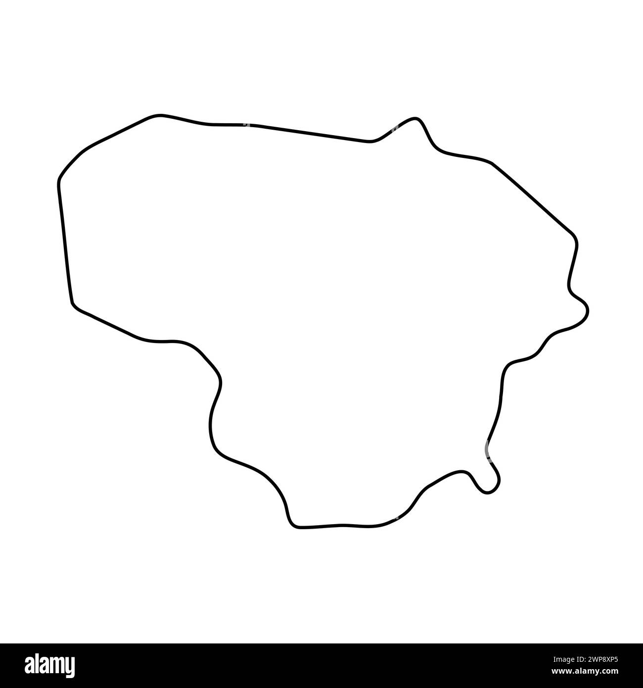 Lithuania country simplified map. Thin black outline contour. Simple ...