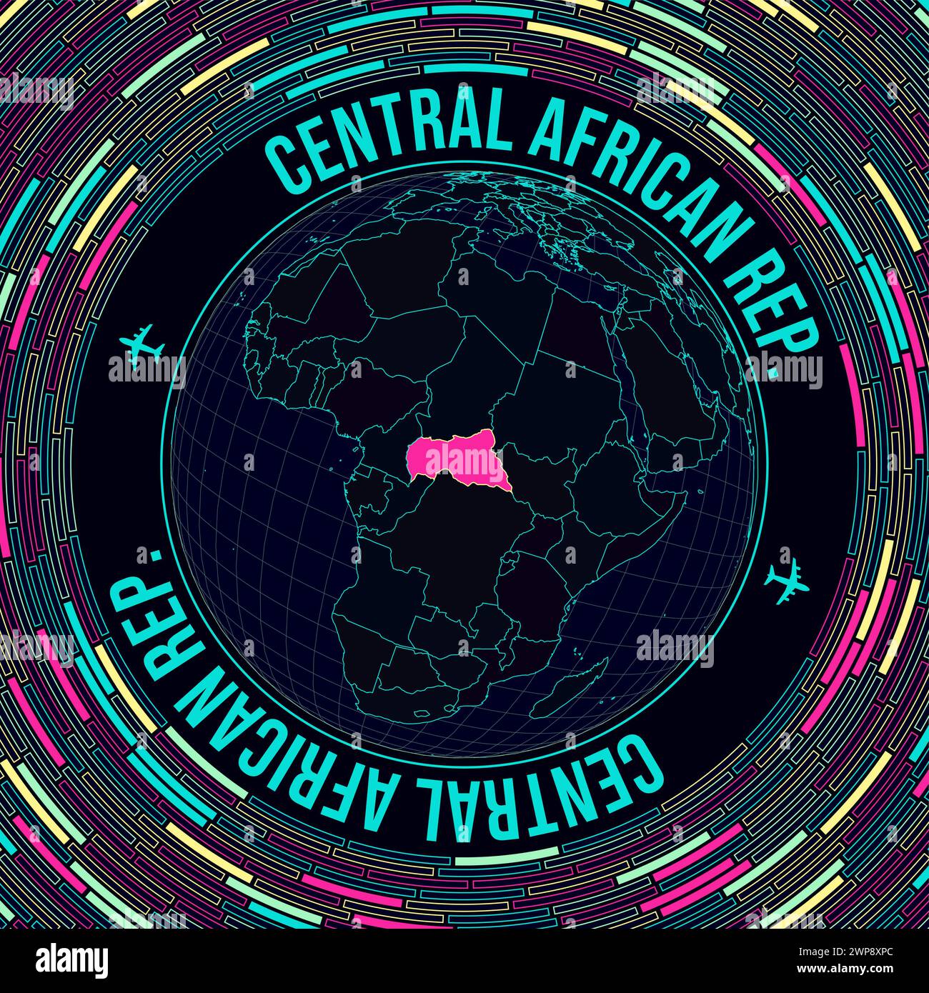 Satellite view of the world centered to Central African Republic ...