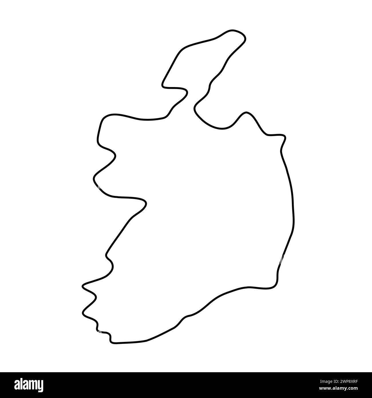 Ireland country simplified map. Thin black outline contour. Simple ...