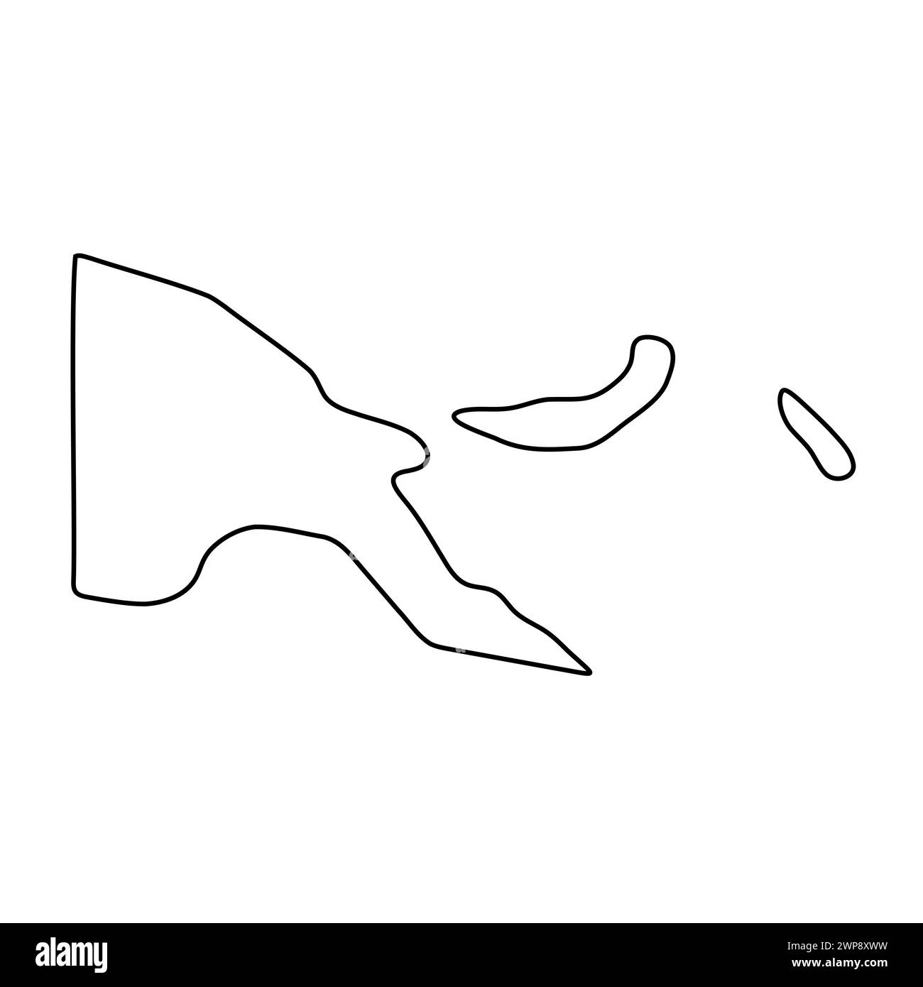 Papua New Guinea Country Simplified Map Thin Black Outline Contour