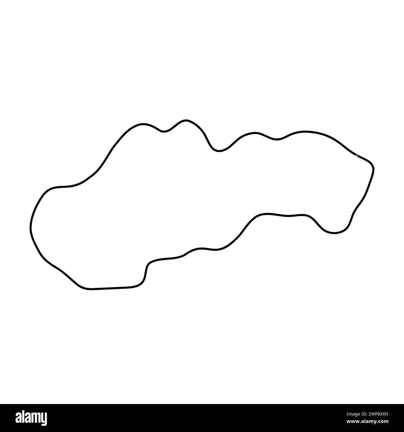 Slovakia country simplified map. Thin black outline contour. Simple ...