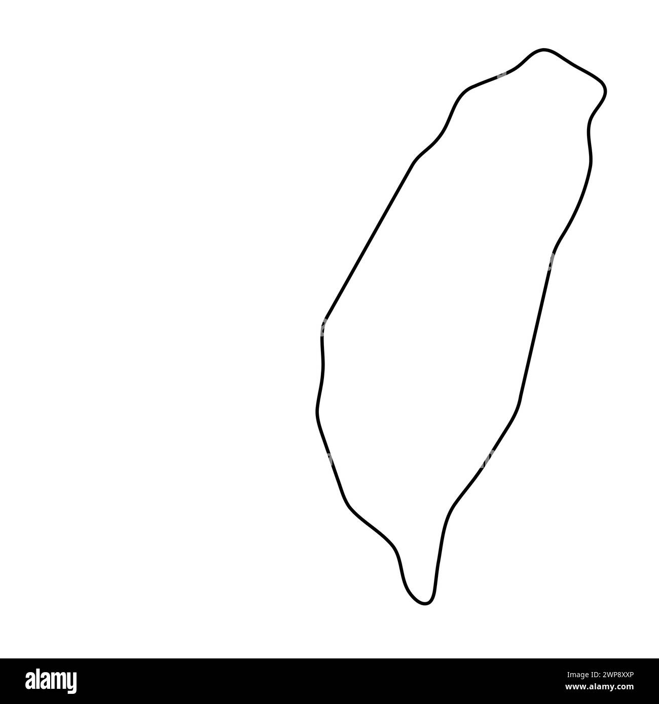 Taiwan Country Simplified Map Thin Black Outline Contour Simple