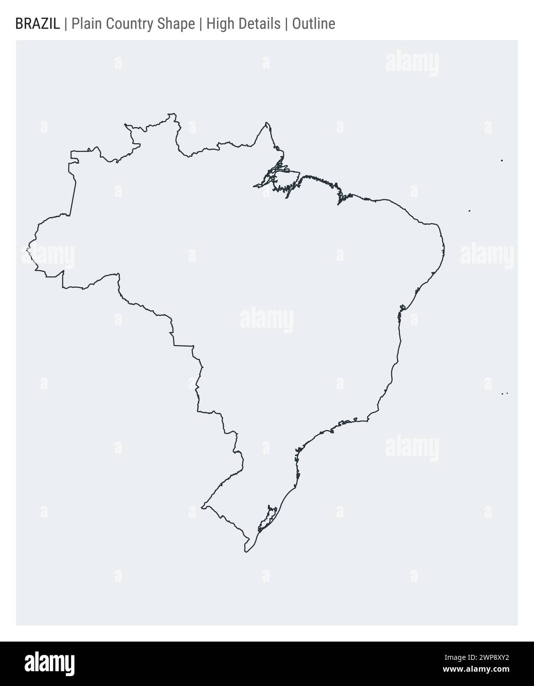 Brazil plain country map. High details. Outline style. Shape of Brazil ...