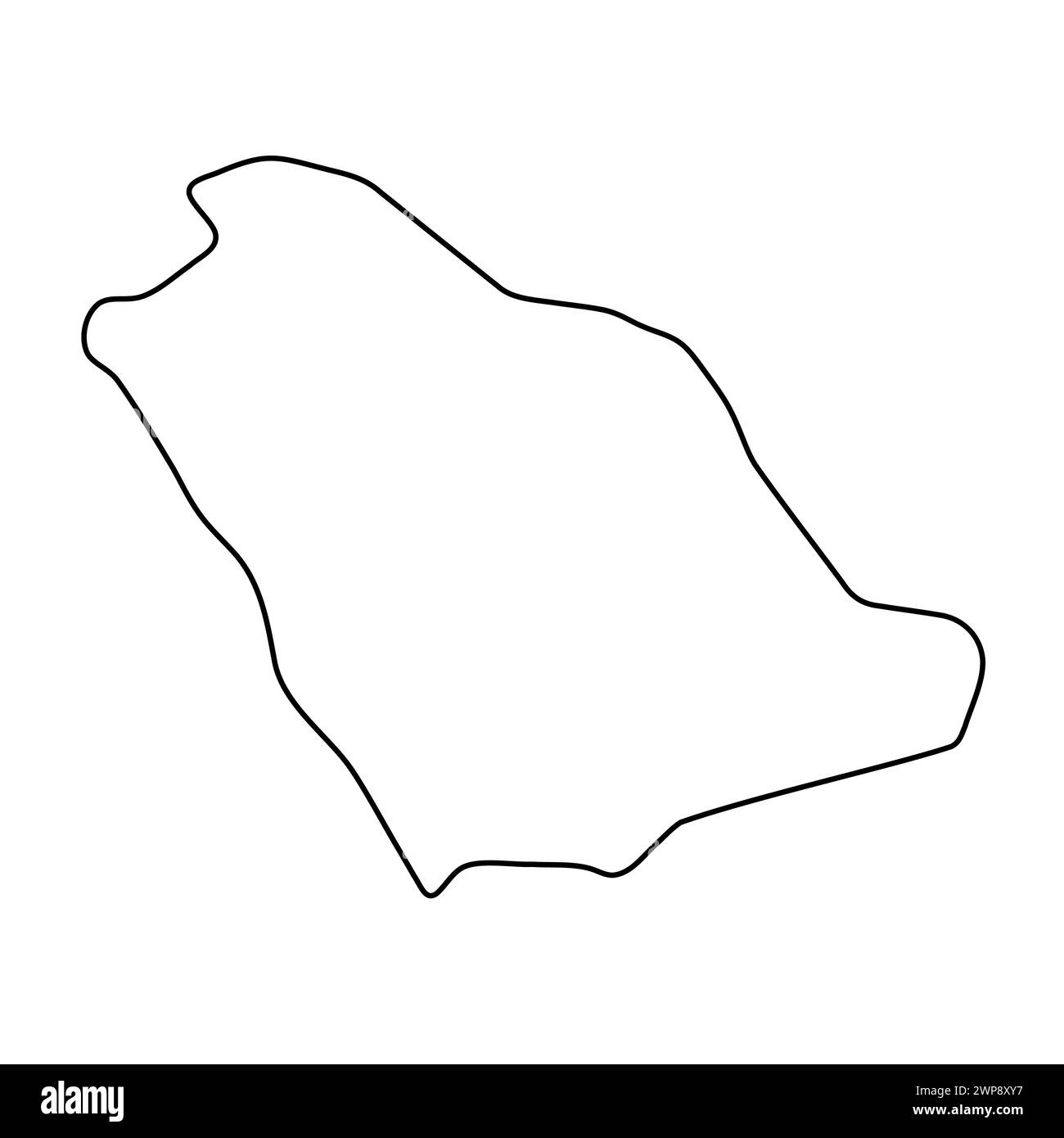 Saudi Arabia country simplified map. Thin black outline contour. Simple ...