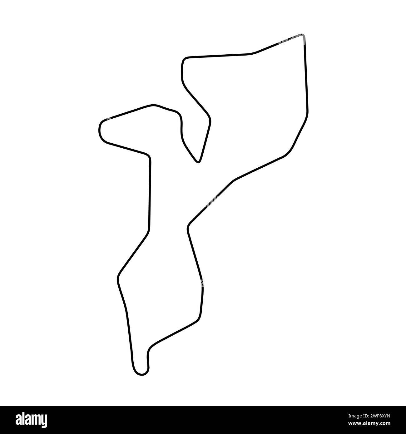 Mozambique country simplified map. Thin black outline contour. Simple ...