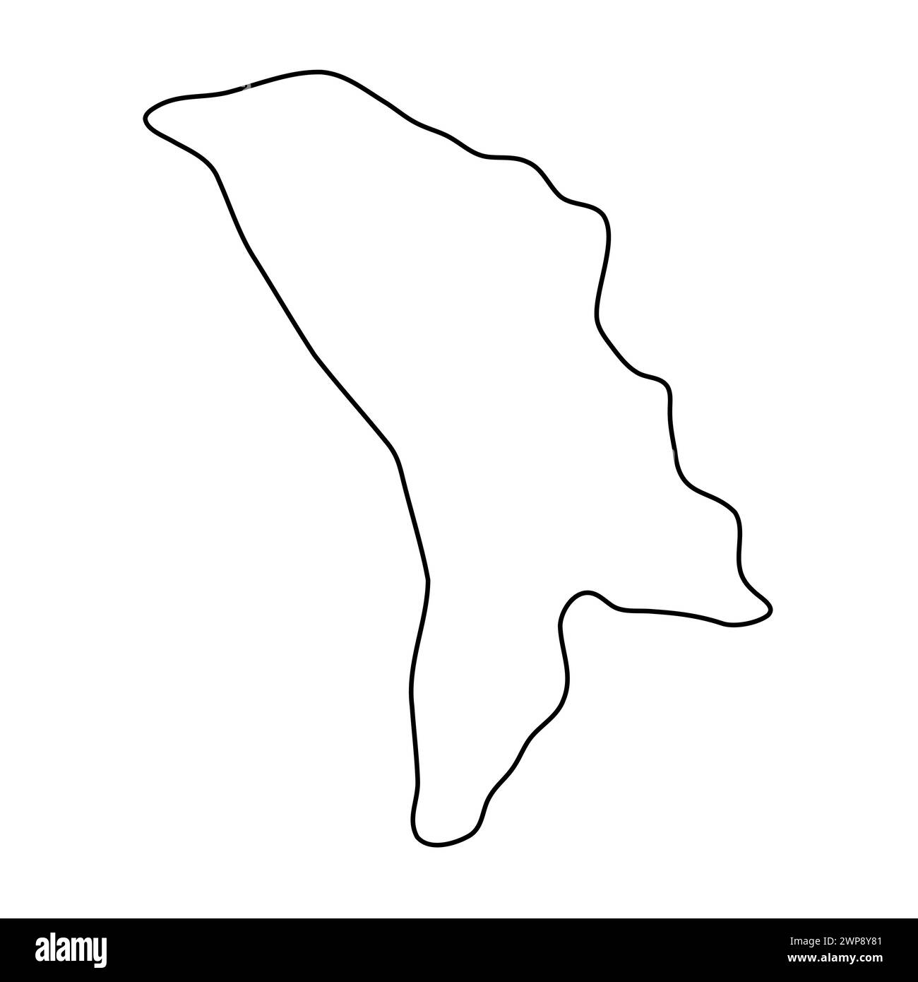 Moldova country simplified map. Thin black outline contour. Simple ...