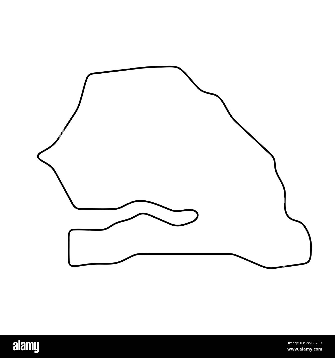 Senegal country simplified map. Thin black outline contour. Simple vector icon Stock Vector ...