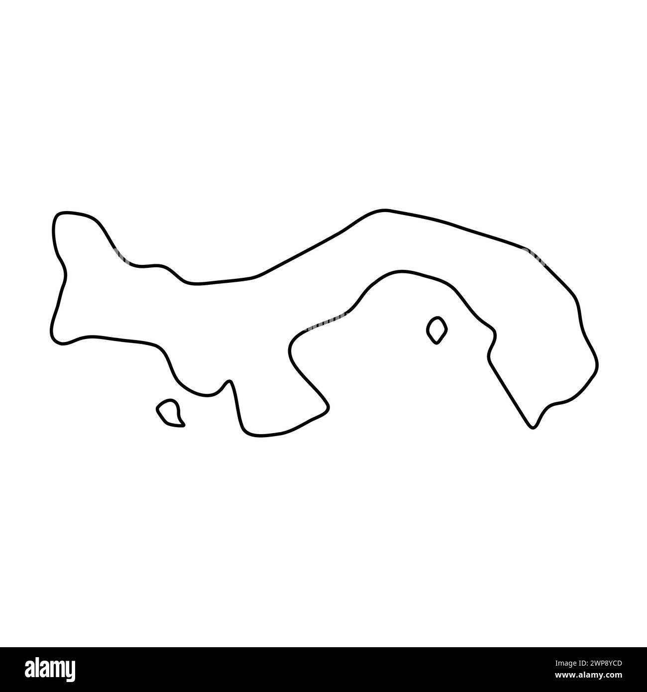 Panama country simplified map. Thin black outline contour. Simple ...