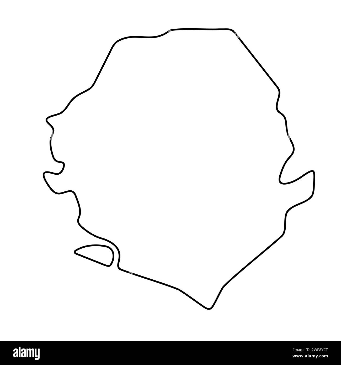 Sierra Leone country simplified map. Thin black outline contour. Simple ...