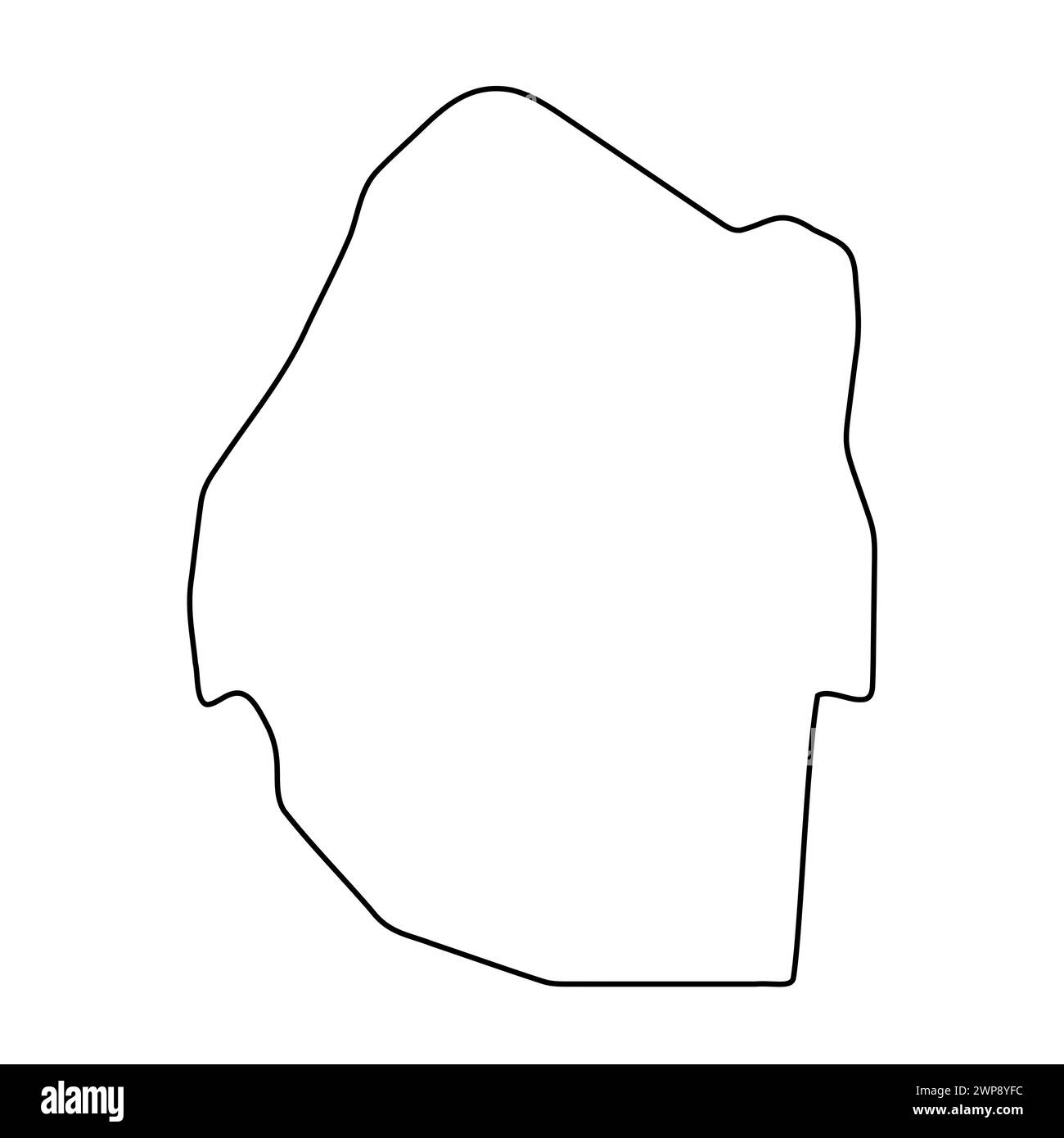 Eswatini Country Simplified Map Thin Black Outline Contour Simple