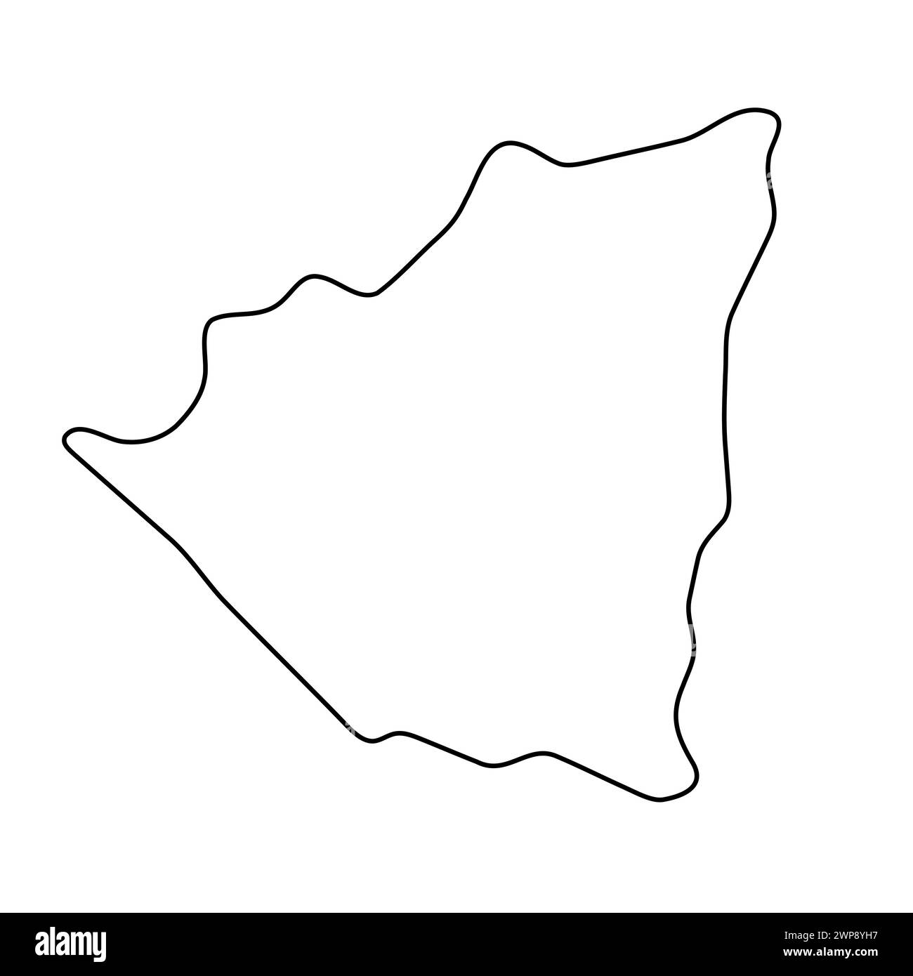 Nicaragua country simplified map. Thin black outline contour. Simple ...