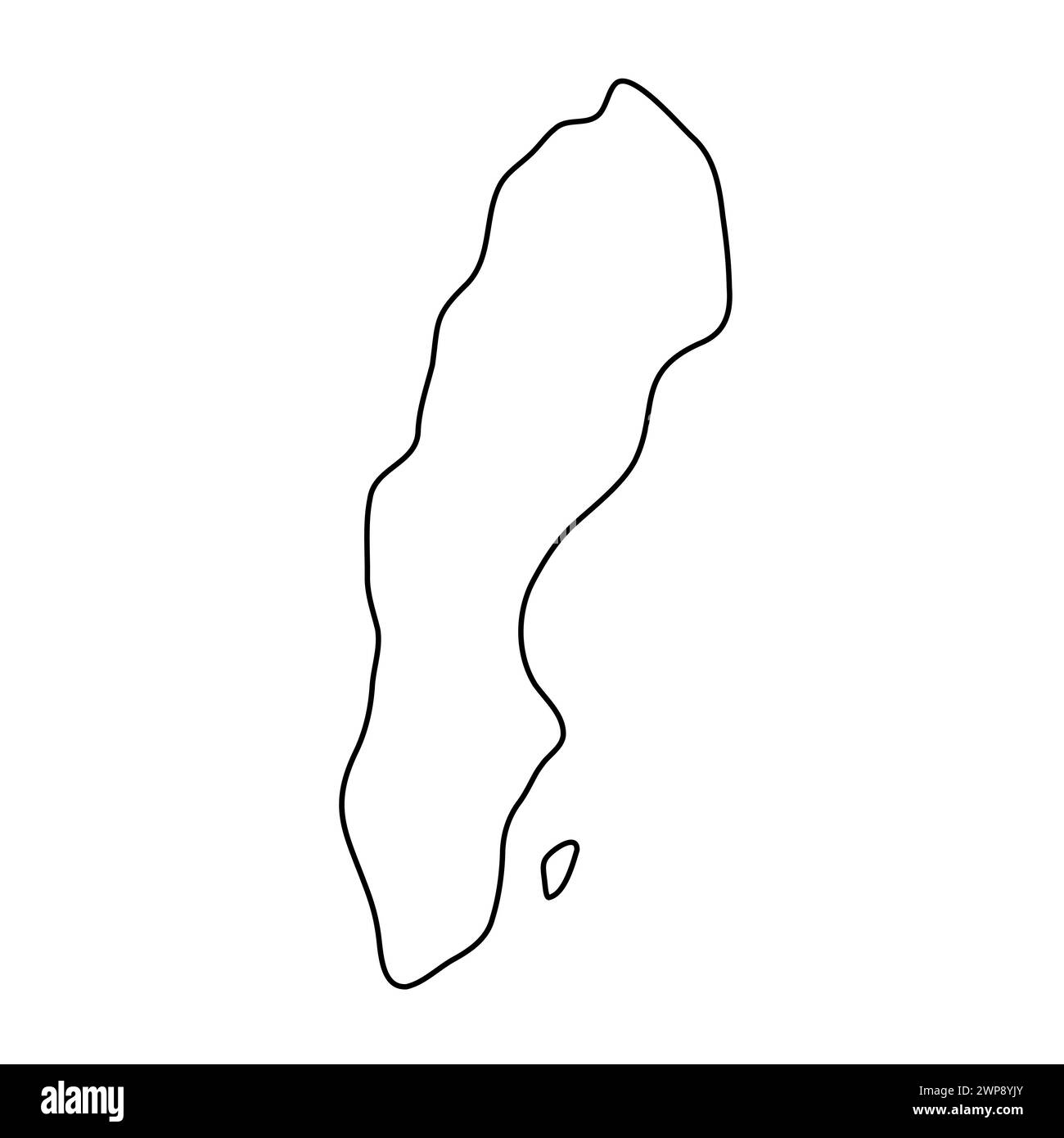 Sweden country simplified map. Thin black outline contour. Simple ...