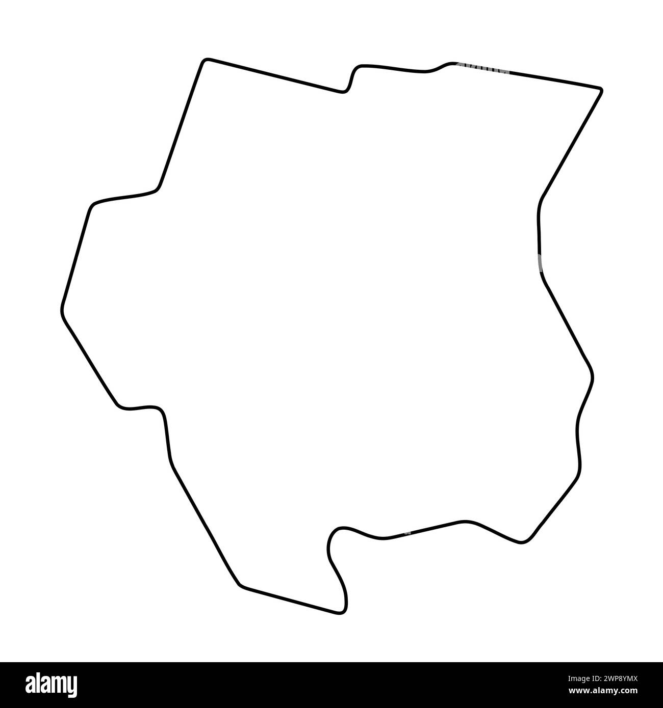 Suriname Country Simplified Map Thin Black Outline Contour Simple