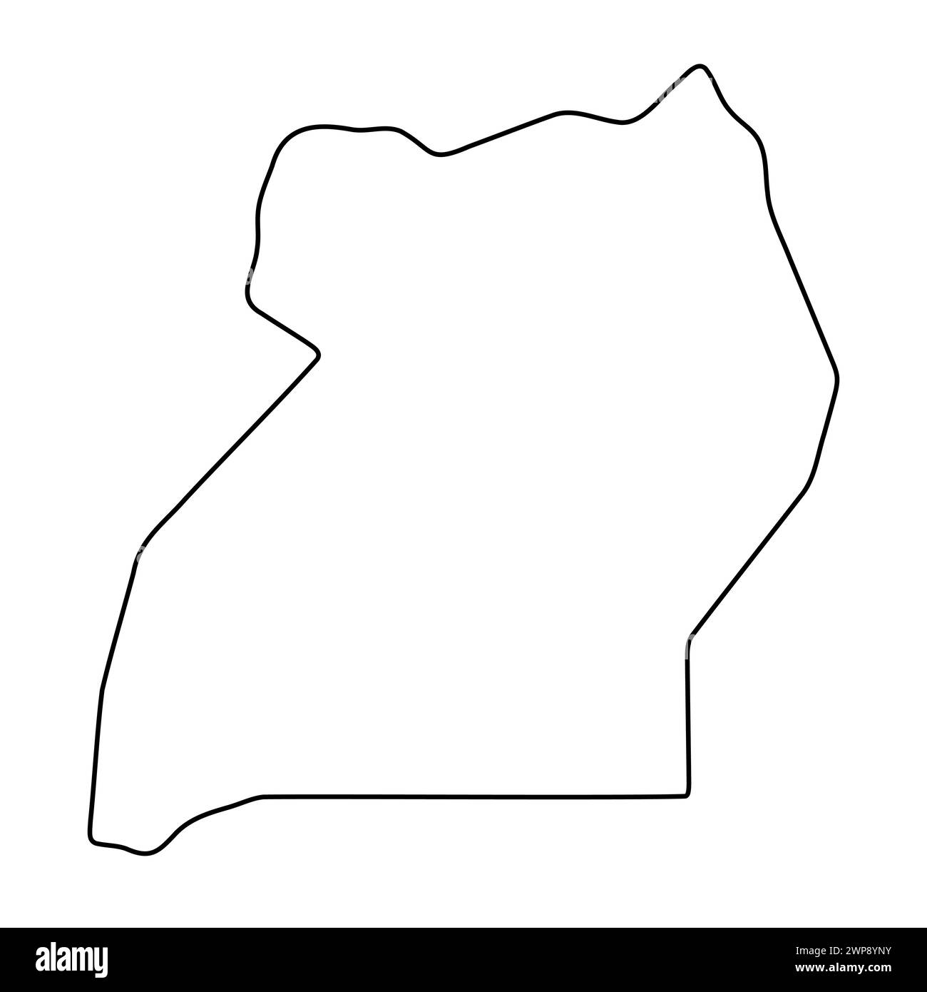 Uganda country simplified map. Thin black outline contour. Simple vector icon Stock Vector Image ...