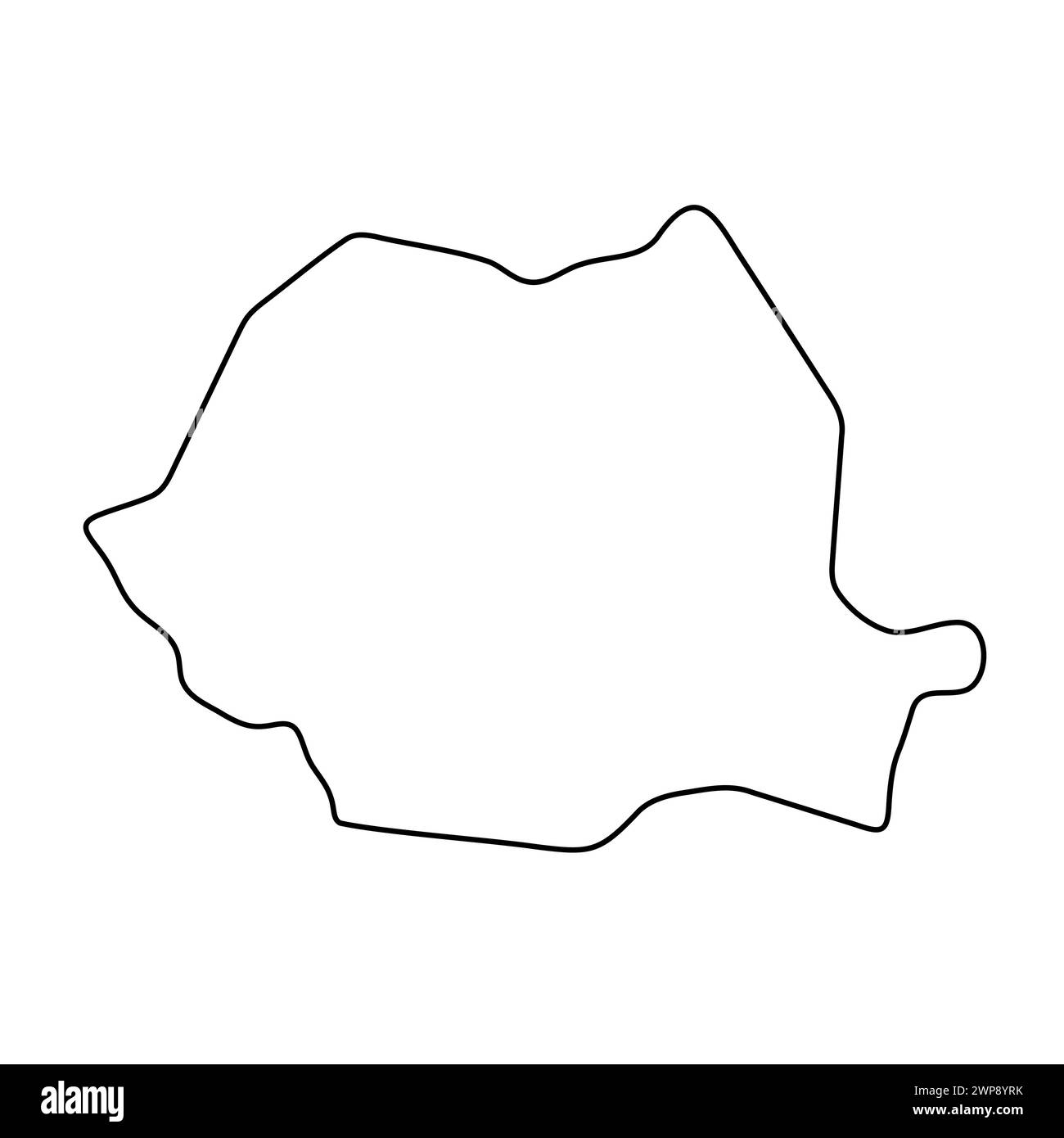 Romania country simplified map. Thin black outline contour. Simple ...