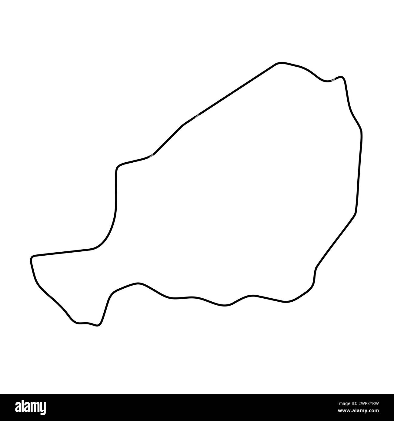 Niger country simplified map. Thin black outline contour. Simple vector ...