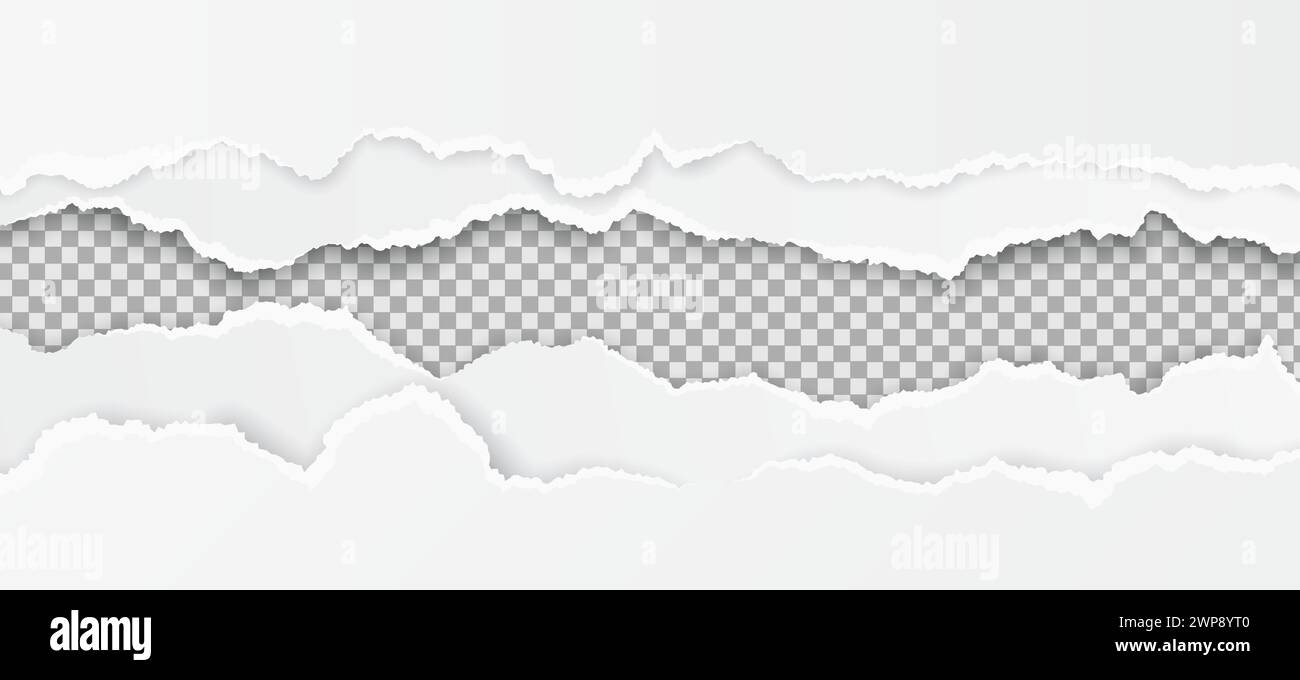 White paper ripped edges realistic vector illustration set. Torn out ...